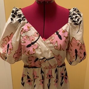 Dixie | Dresses | Dixie Wrap Bodice Maxi Dress With Puff Elbow Length ...